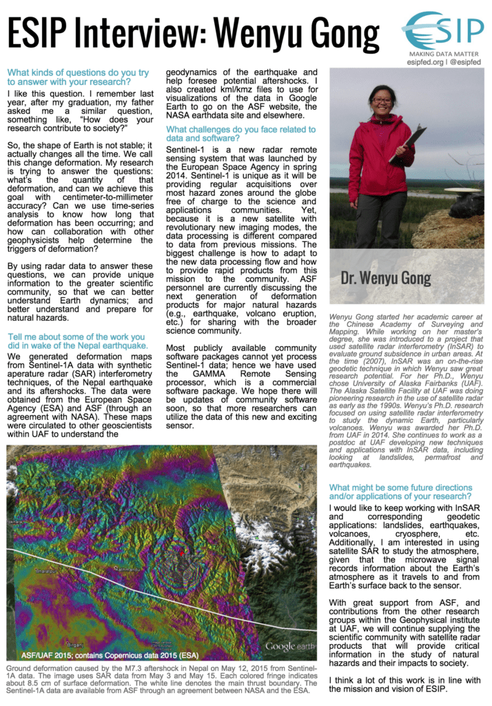 ESIP Interview: Wenyu Gong - ESIP